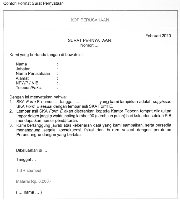 Copy/Scan SKA Form E Dapat Dinggunakan untuk Mendapatkan Tarif ...
